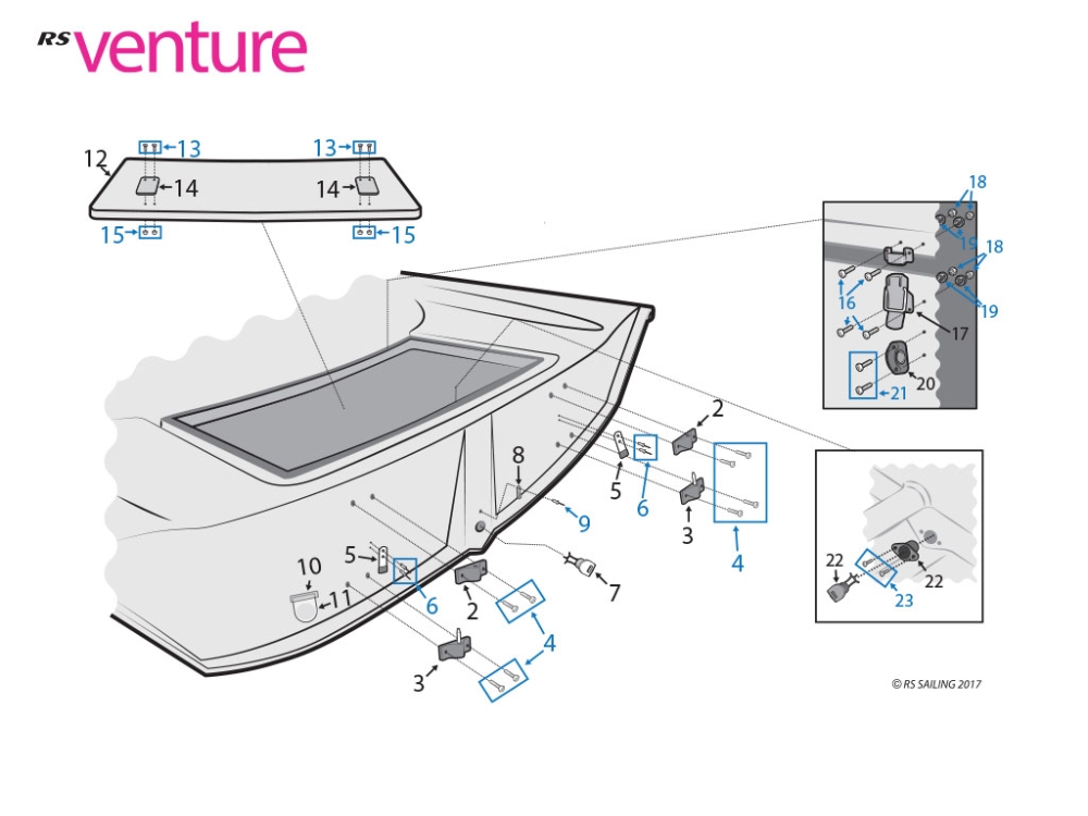 RS Venture Connect Hull Parts - Transom Area - RS Sailing
