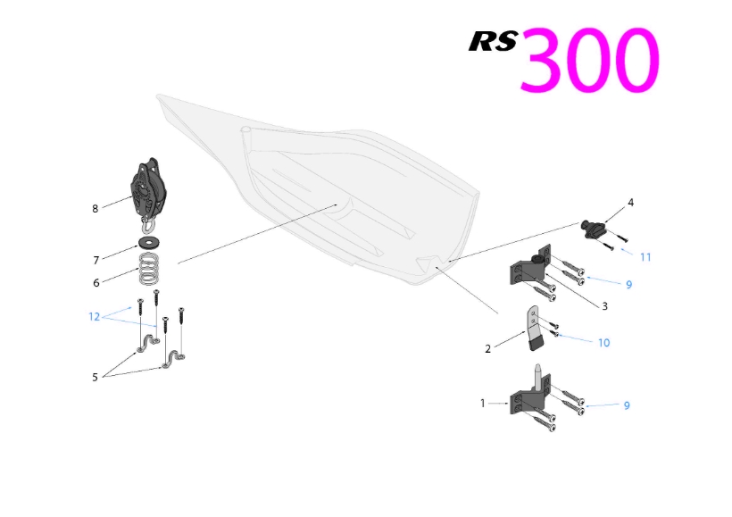 RS300 Hull Parts - Mainsheet & Transom Area - RS Sailing