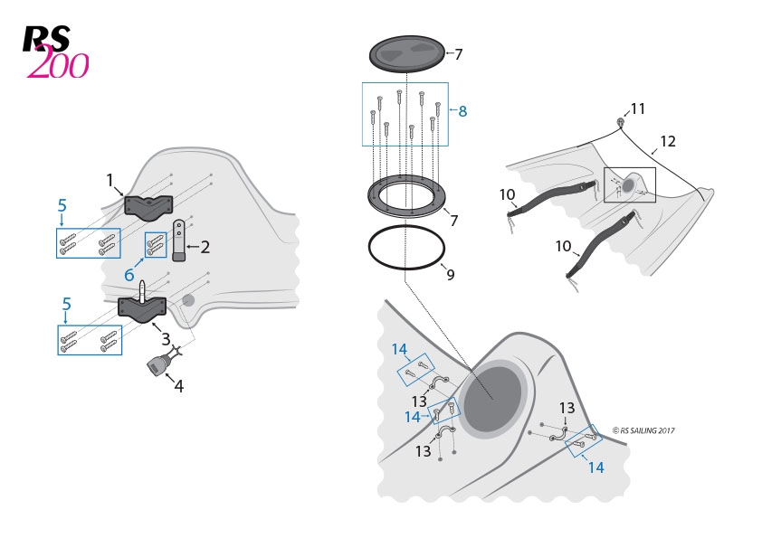Hull Parts - Transom Area - RS Sailing