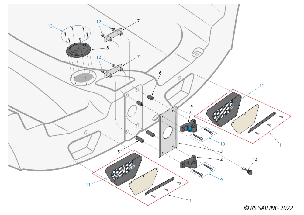 RS Toura Hull Parts - Transom Area - RS Sailing